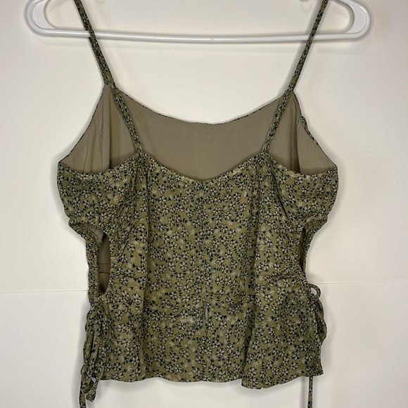 ILLA ILLA | Tops | Olive Green Floral Spaghetti Strap Crop Top | Poshmark